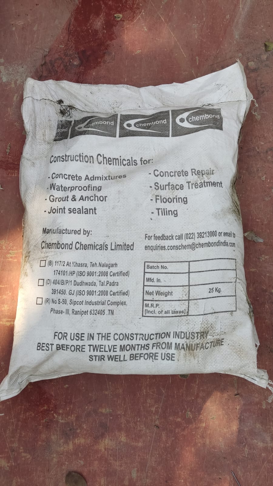 Crystalline Waterproofing Compound (CWC):25Kg - Online Hardware Store ...